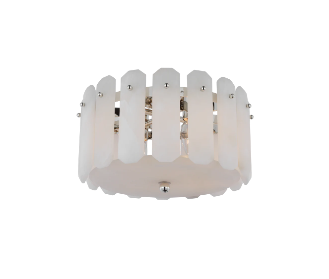 Bonnington Flush Mount | Polished Nickel With Alabaster – Downton & Company